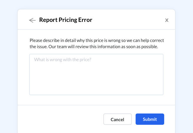 Product: Edvisor > Reporting pricing errors